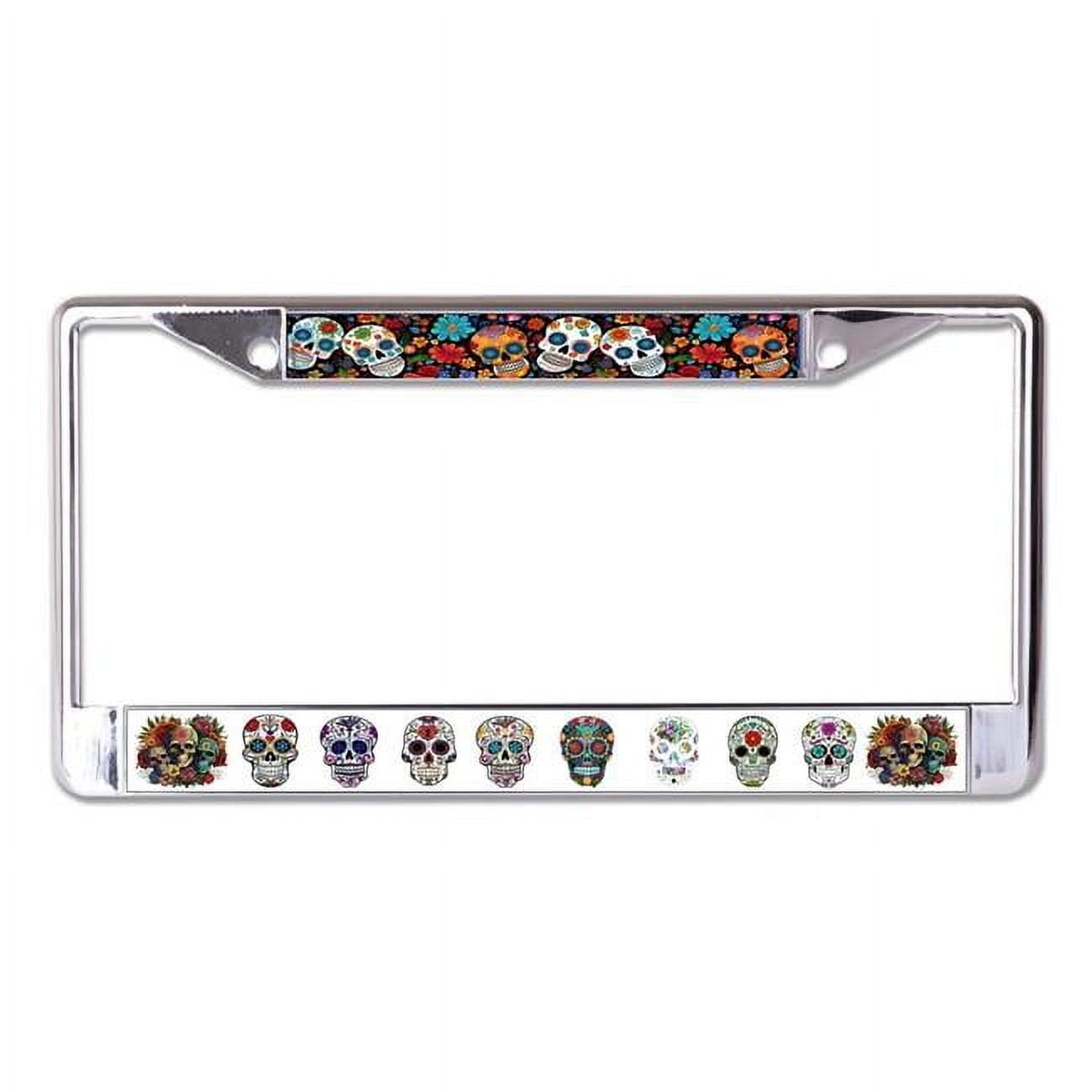 Sugar Skulls Chrome License Plate Frame - Walmart.com