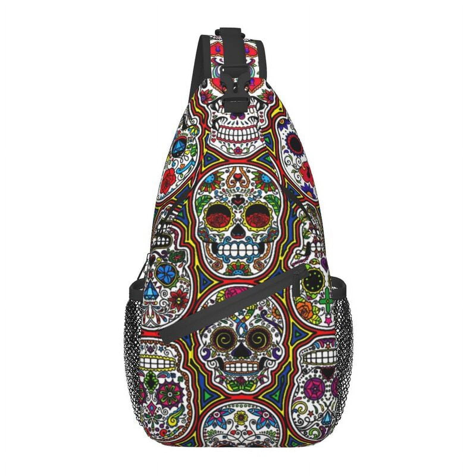 Sugar Skulls Sling Chest Bag Customized Day Of The Dead Shoulder ...