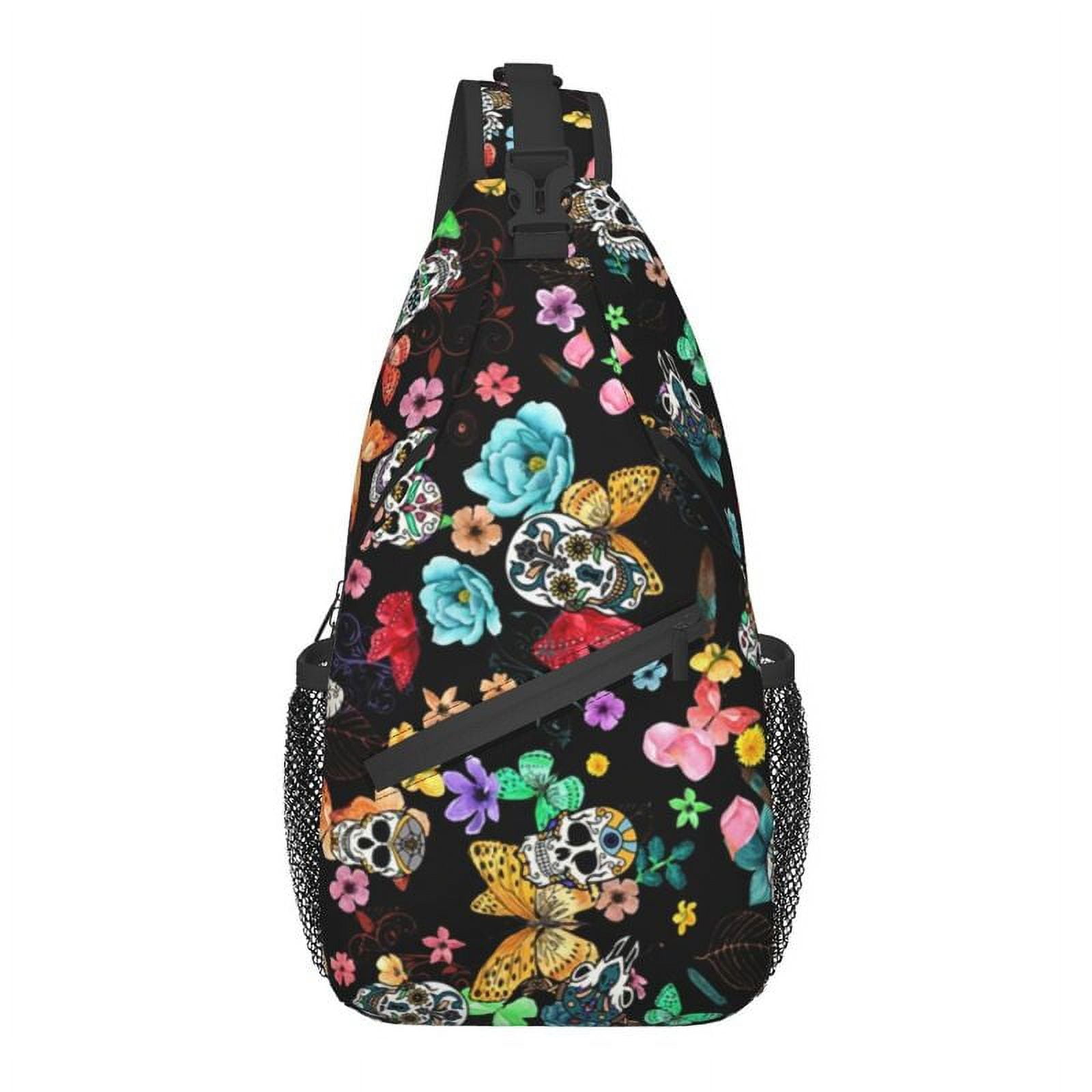 Sugar Skulls Sling Chest Bag Customized Day Of The Dead Shoulder ...