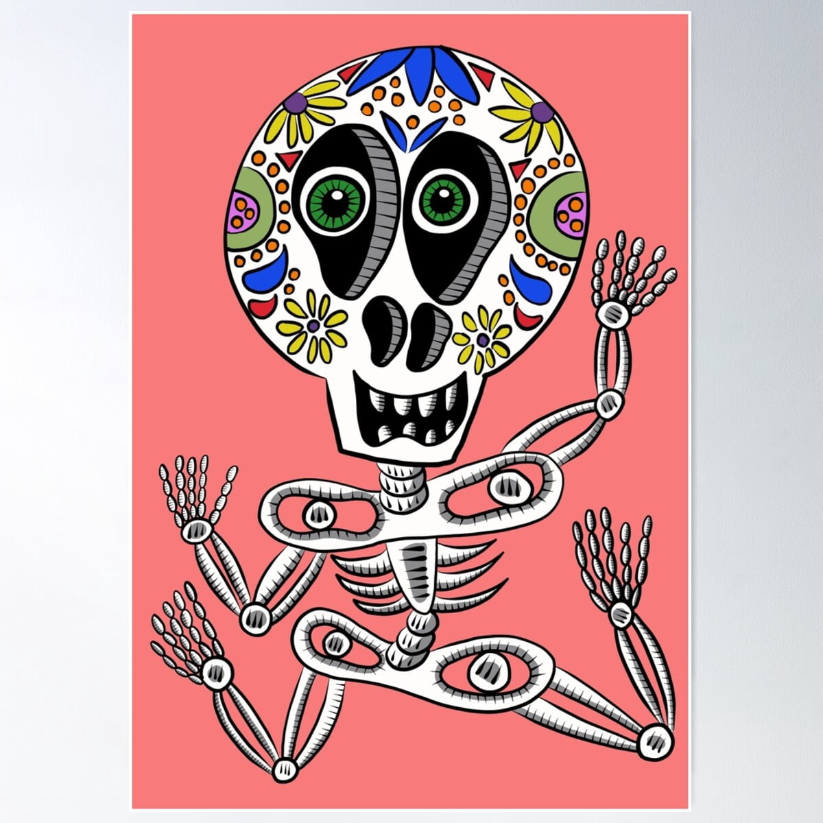 Sugar Skully Poster Wall Art, Modern Wall Decor For Living Room Bedroom ...