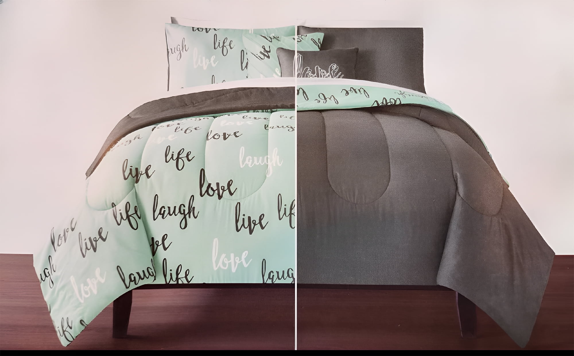 Kc Republic King Reversible Comforter Set, 5 Pieces, Teal, Lightweight ...
