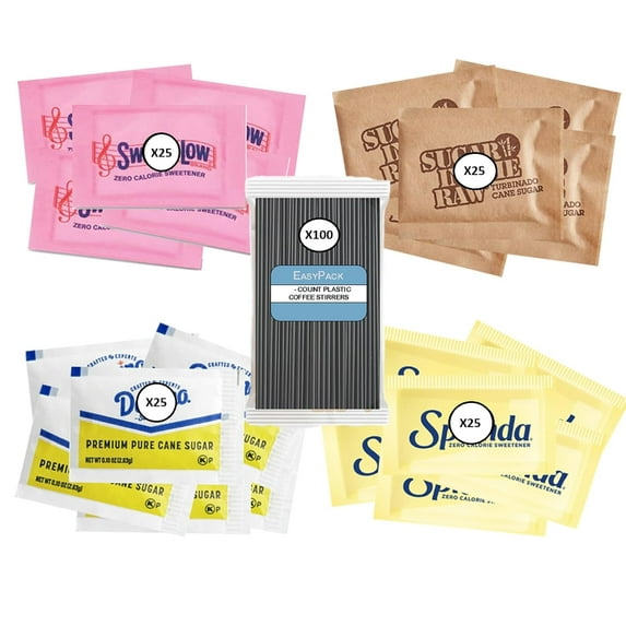 Sugar and Sweeteners Variety Pack (200-Pack) - Pure Cane Sugar, Brown ...