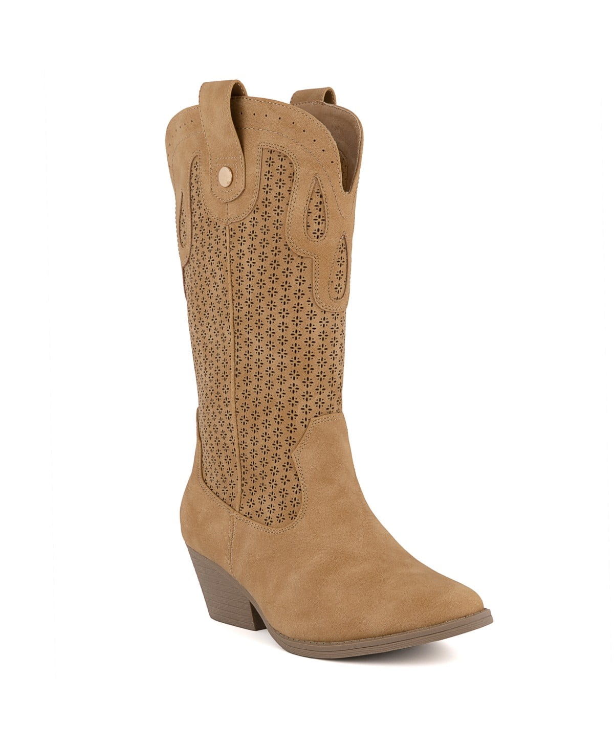 Sugar Womens Tammy Perf Western Pull On Almond Toe Boots Tan Size 7.5M ...