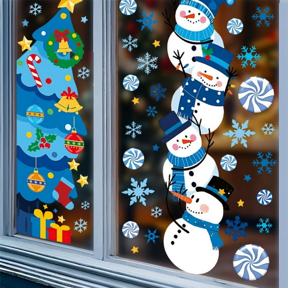SugarBloom Christmas Stickers for Windows, Holiday Party Decoration PVC ...