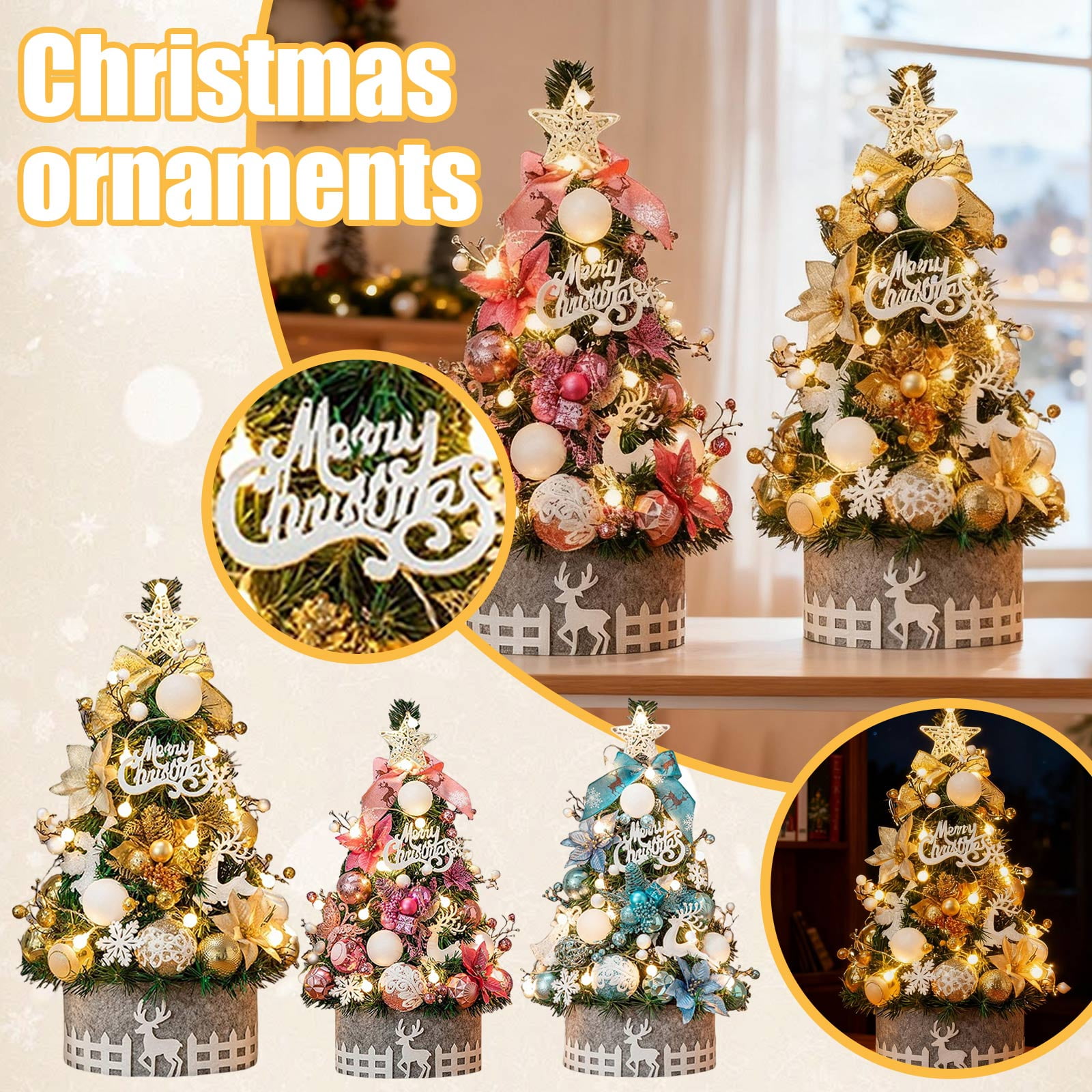 SugarBloom Reusable Illuminated Desktop Christmas Tree with String ...