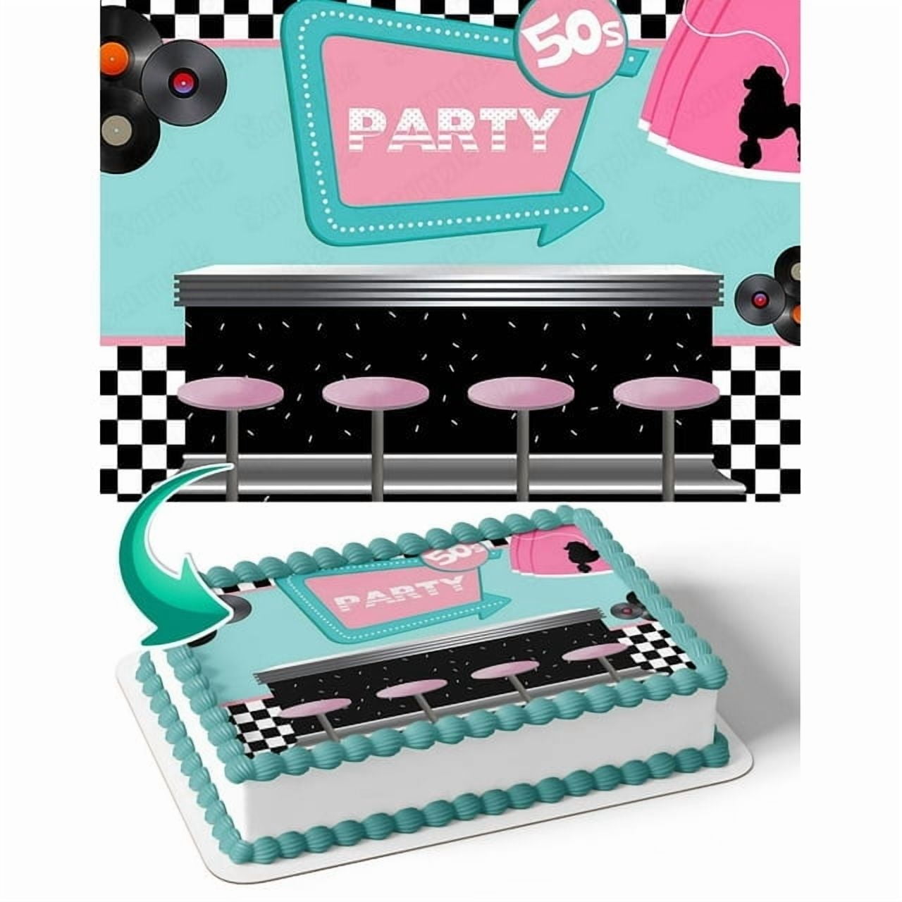 SugarMeLicious 50s Birthday Party Restaurant Cake Image Topper ...
