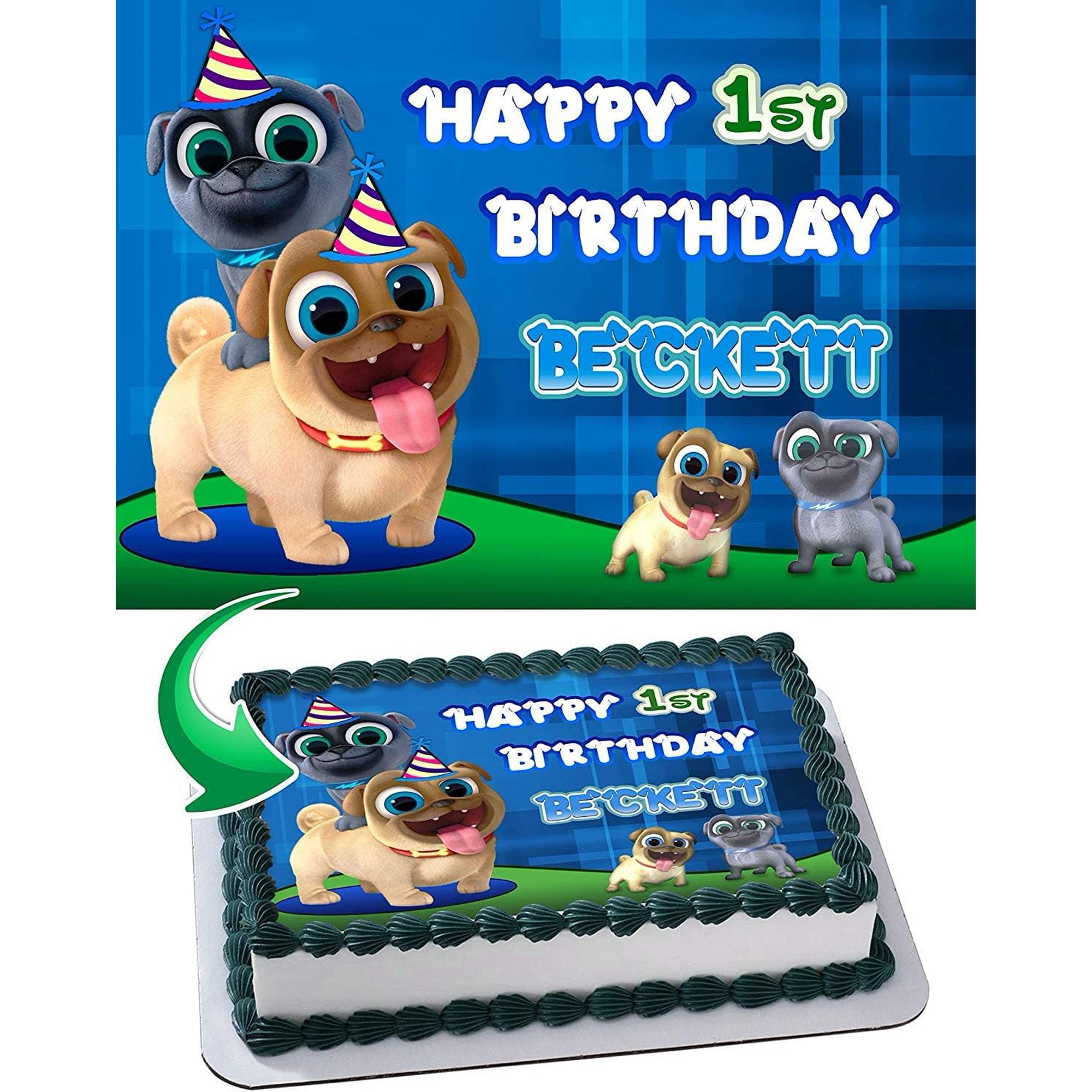 SugarMeLicious Animated Dogs Edible Cake Image Topper, Personalized 1/4 ...