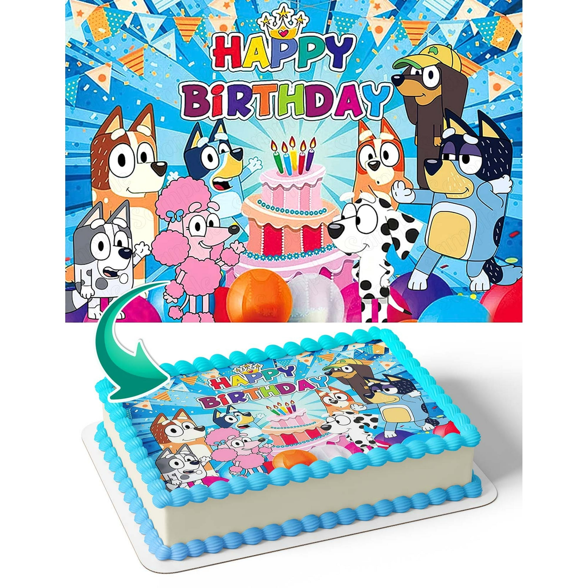 SugarMeLicious Bluey Characters Edible Cake Image Topper, Personalized ...