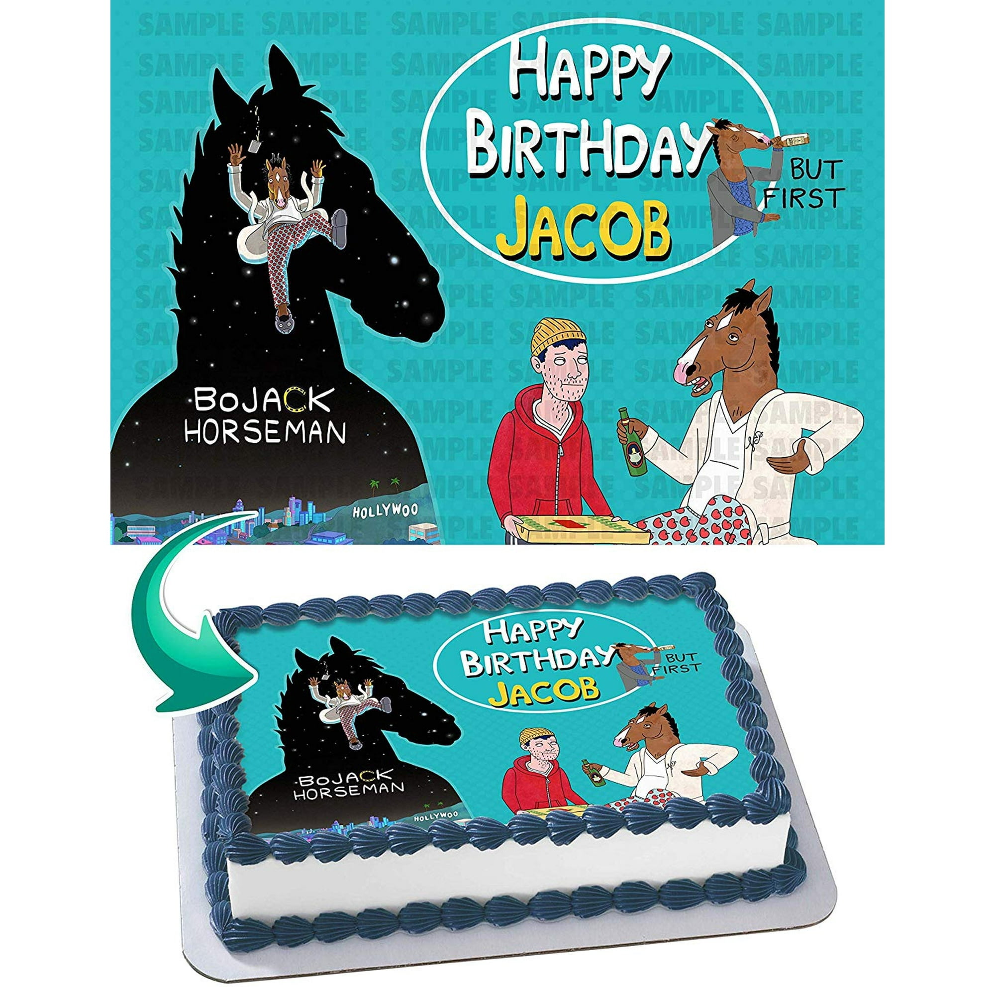 SugarMeLicious BoJack Horseman Edible Cake Image Topper, Personalized 1 ...