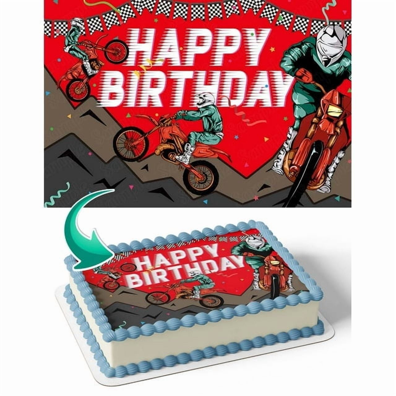 SugarMeLicious Cartoon Motorcycle Bike Edible Cake Topper Personalized ...