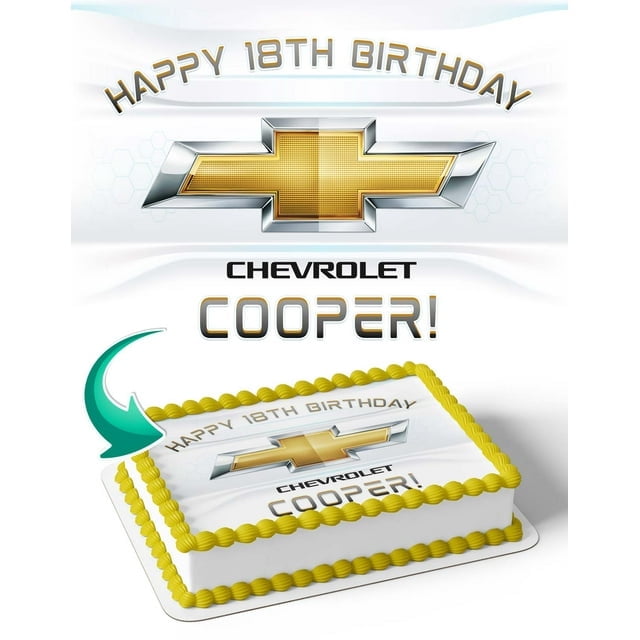 SugarMeLicious Chevrolet Edible Cake Topper, Personalized 1/4 Sheet ...