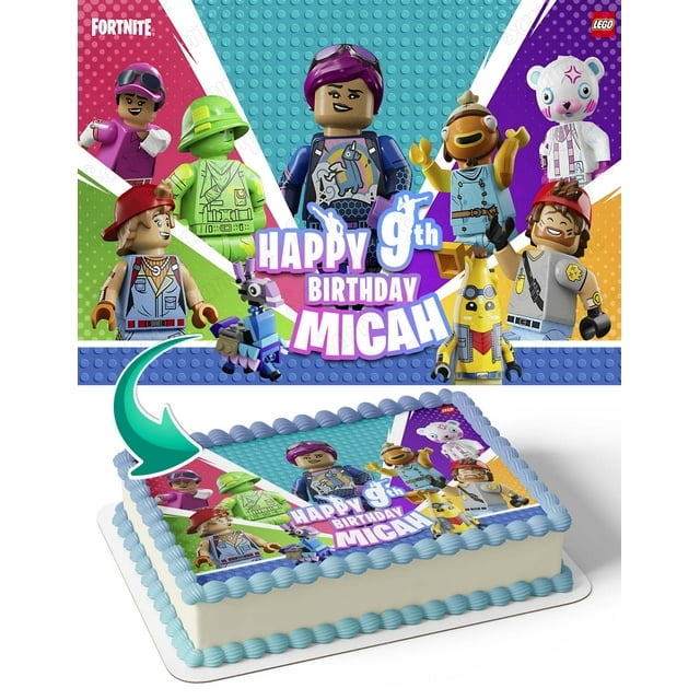 SugarMeLicious Fortnite Lego Cake Image Topper, Personalized 1/4 Sheet ...