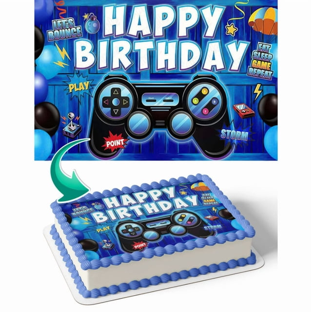 SugarMeLicious Gaming Controller Blue Edible Cake Topper, 1/4 Sheet ...