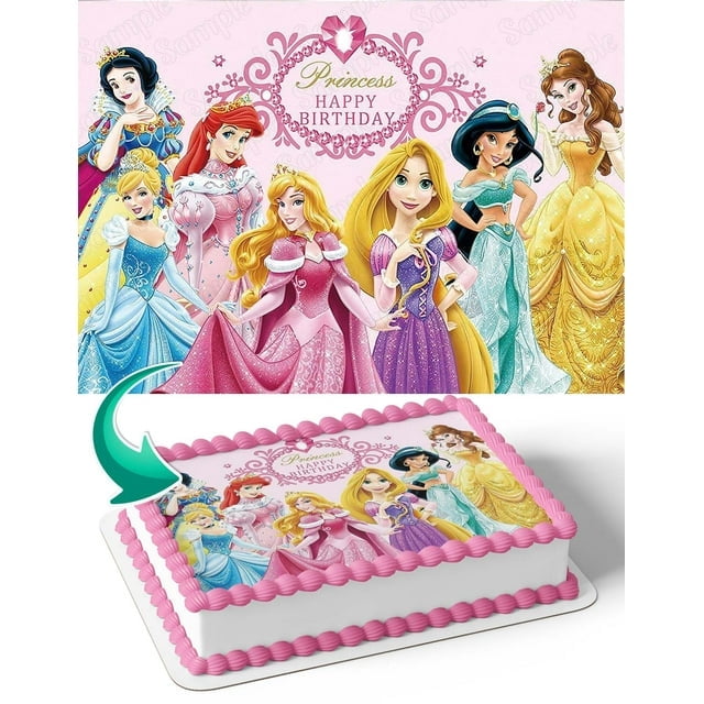 SugarMeLicious Happy Birthday Princess Edible Cake Topper Personalized ...