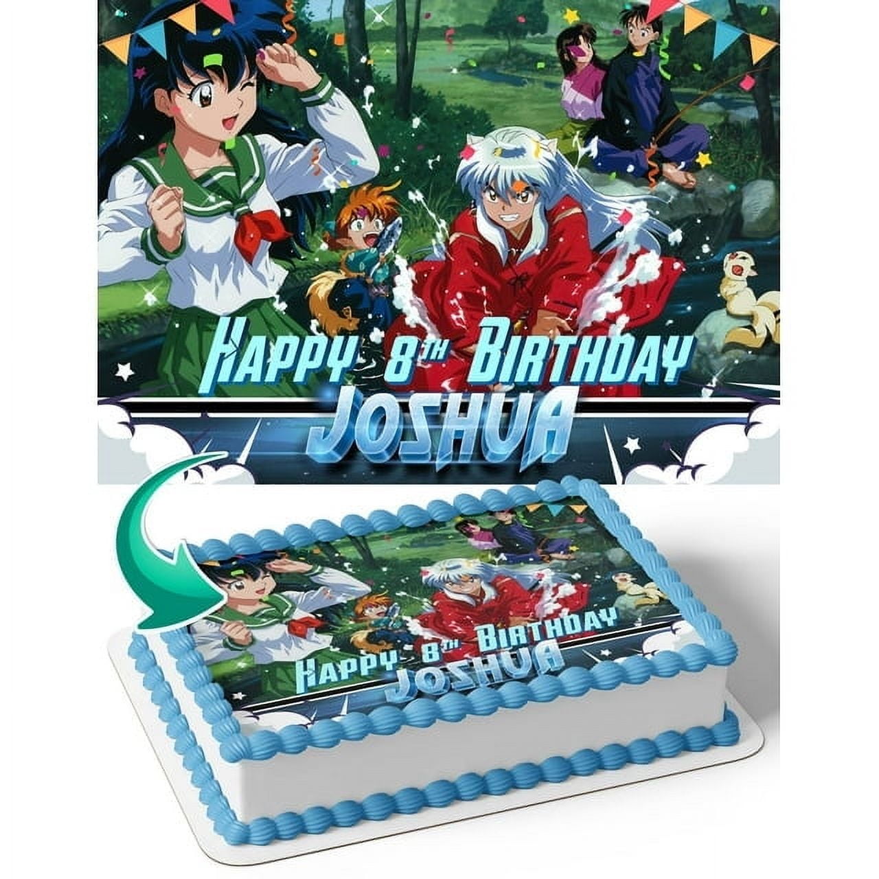 SugarMeLicious InuYasha Cake Image Topper, Personalized 1/4 Sheet ...