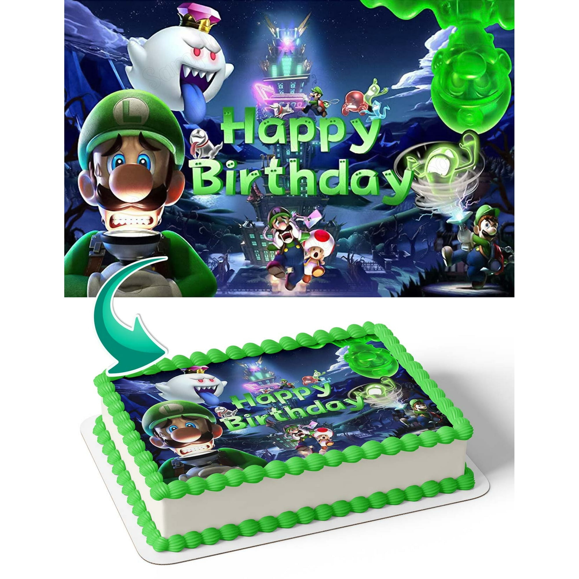 SugarMeLicious Luigi’s Mansion Edible Cake Image Topper, Personalized 1 ...
