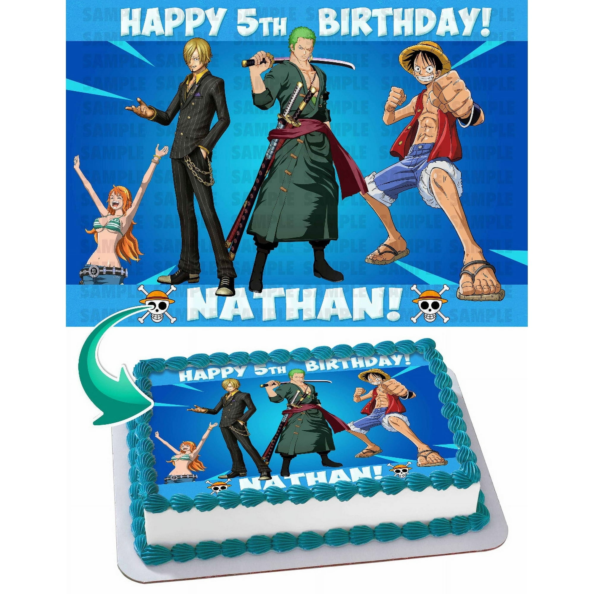 SugarMeLicious One Piece First Four Crew Members Edible Cake Topper ...