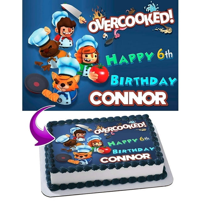 SugarMeLicious Overcooked Edible Cake Topper, Personalized 1/4 Sheet ...