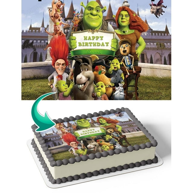 SugarMeLicious Shrek Family Edible Cake Topper: Personalized 1/4 Sheet ...
