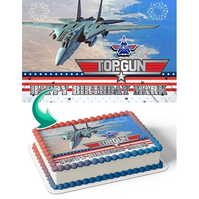 SugarMeLicious Top Gun Cake Image Topper, Personalized 1/4 Sheet ...