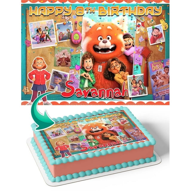 SugarMeLicious Turning Red Cake Image Topper, Personalized 1/4 Sheet ...