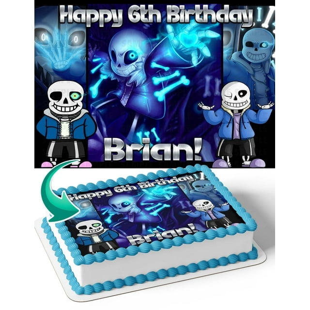 SugarMeLicious Undertale Sans Cake Image Topper, Personalized 1/4 Sheet ...