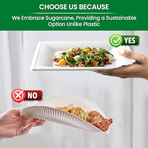 Sugarcane Bagasse Compostable Dinner Plates 125 Set, Disposable ...