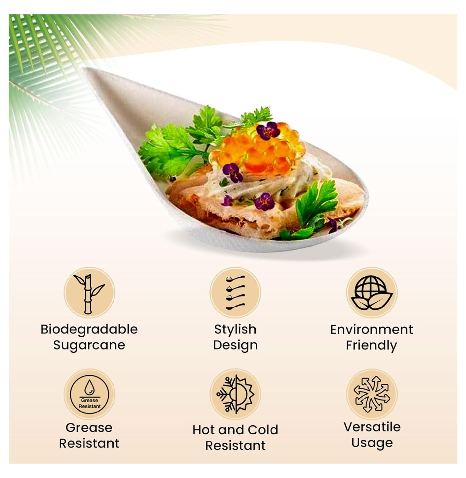 Sugarcane Disposable Tear Drop Spoons 100 Pack, Appetizer Spoons ...
