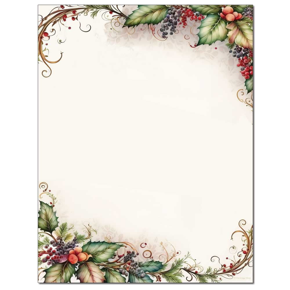 Sugared Holly Letterhead, Printer & Holiday, Christmas Copy Paper, 100 ...