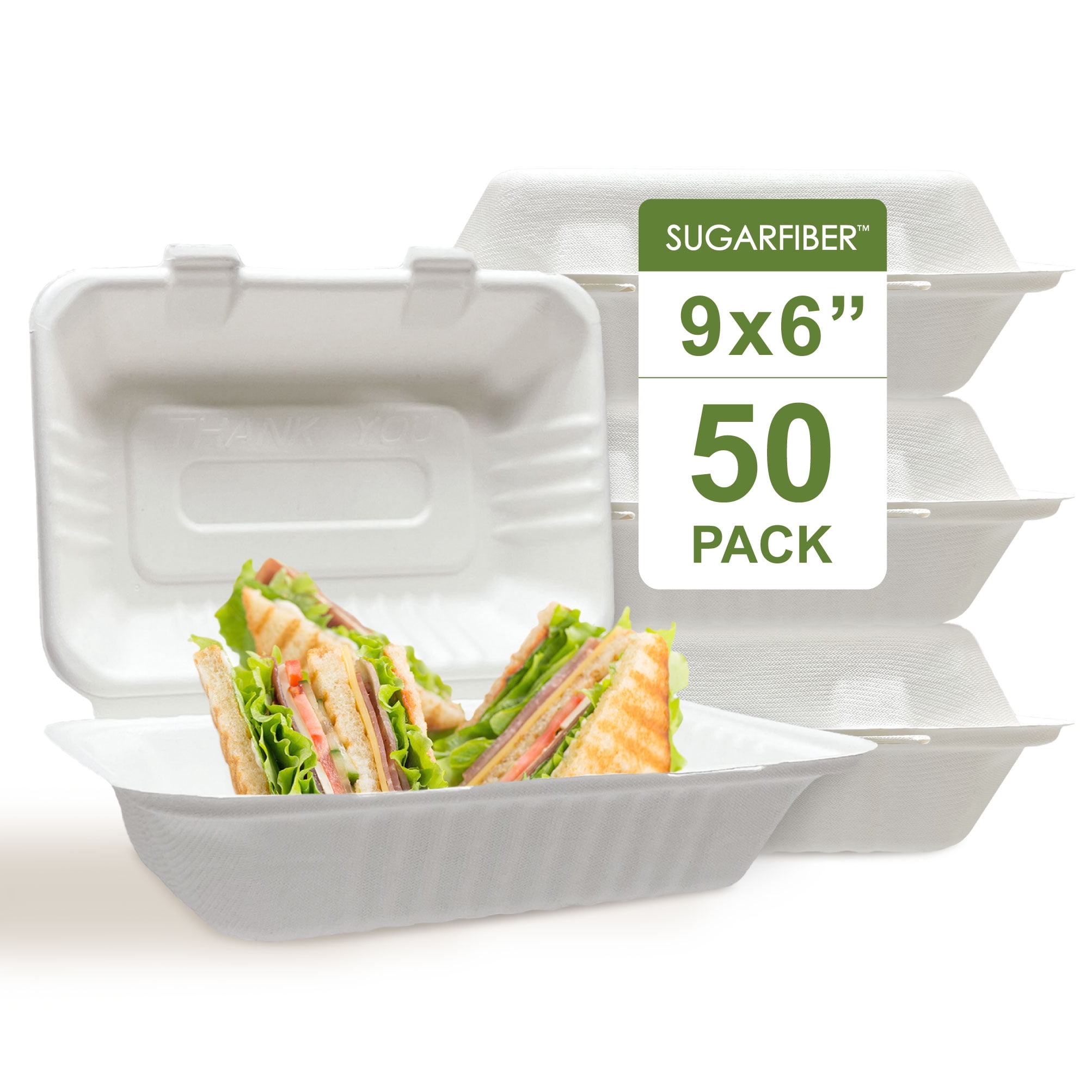 Sugarfiber Disposable 9 x 6" Compostable White Single Compartment ...