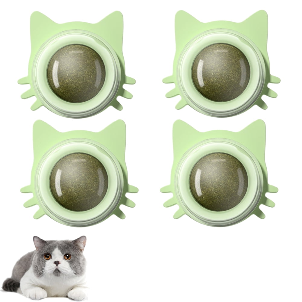Sugarty 4pcs Cat Catnip Ball Portable Kitten Chew Wall Toys Rotatable ...