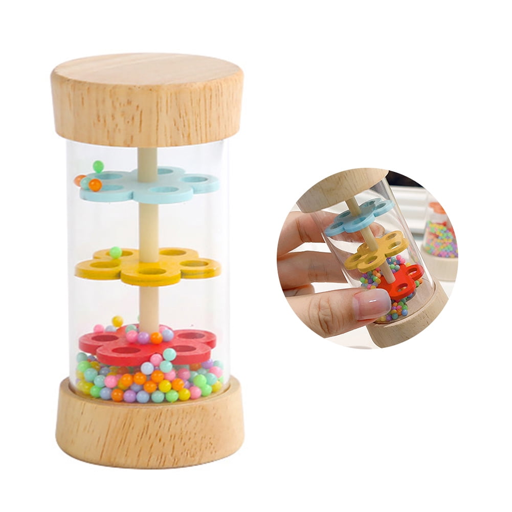 Sugarty Wood Rain Maker with Metal Balls Fun Musical Educational Kids ...
