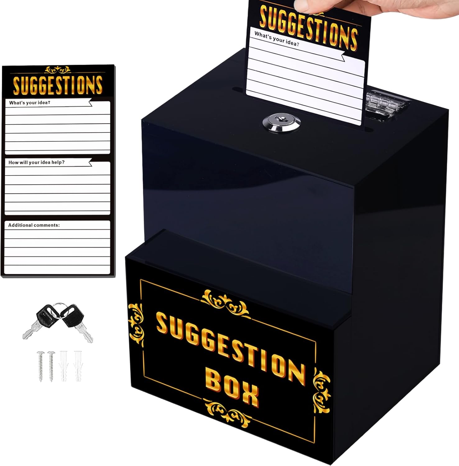 Suggestion Container with Slot and Lock,Wall Mounted Acrylic Comment ...