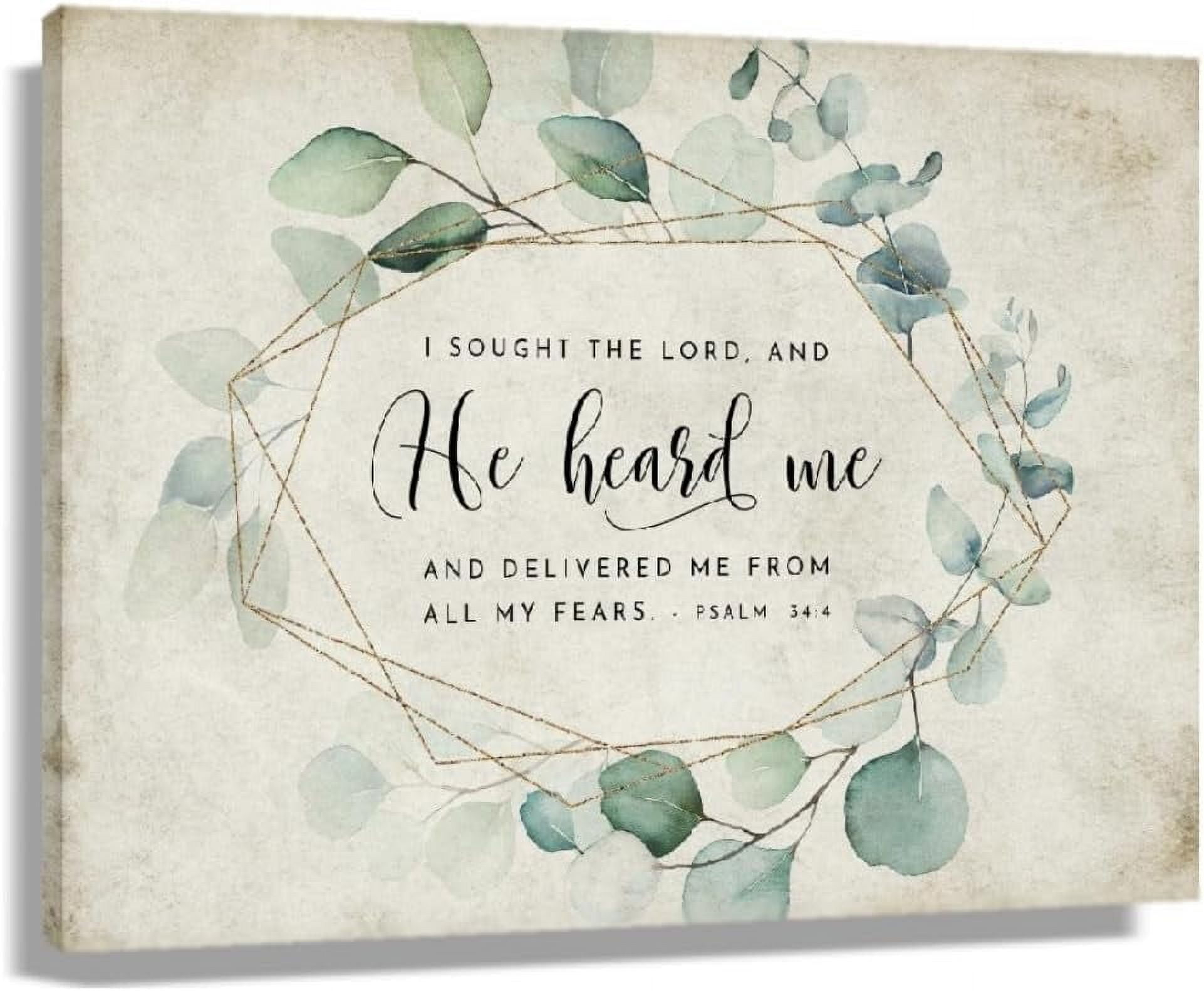 Sugsine Psalm 34 4 Scripture Wall Art Bible Verse Poster for Bedroom ...
