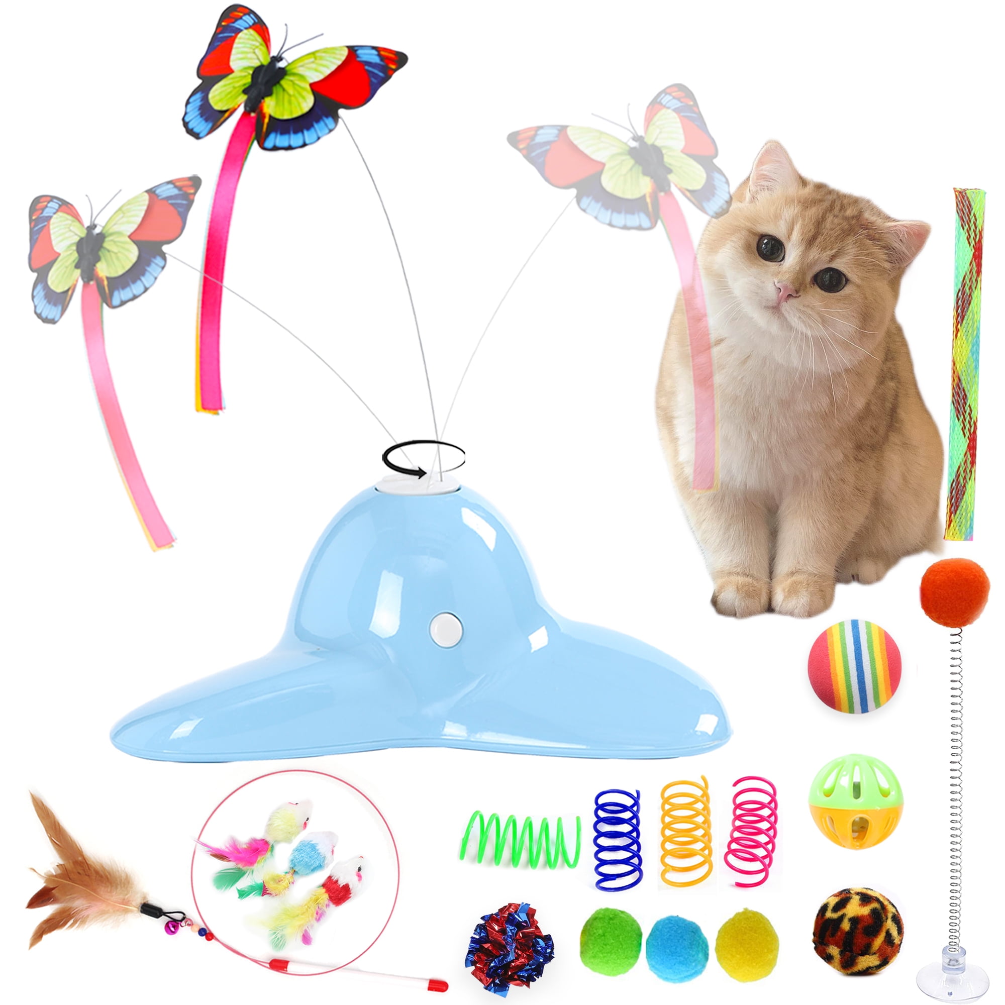 Suhaco 18 Pack Cat Toy Set Interactive Butterfly Kitty Toy for Indoor ...