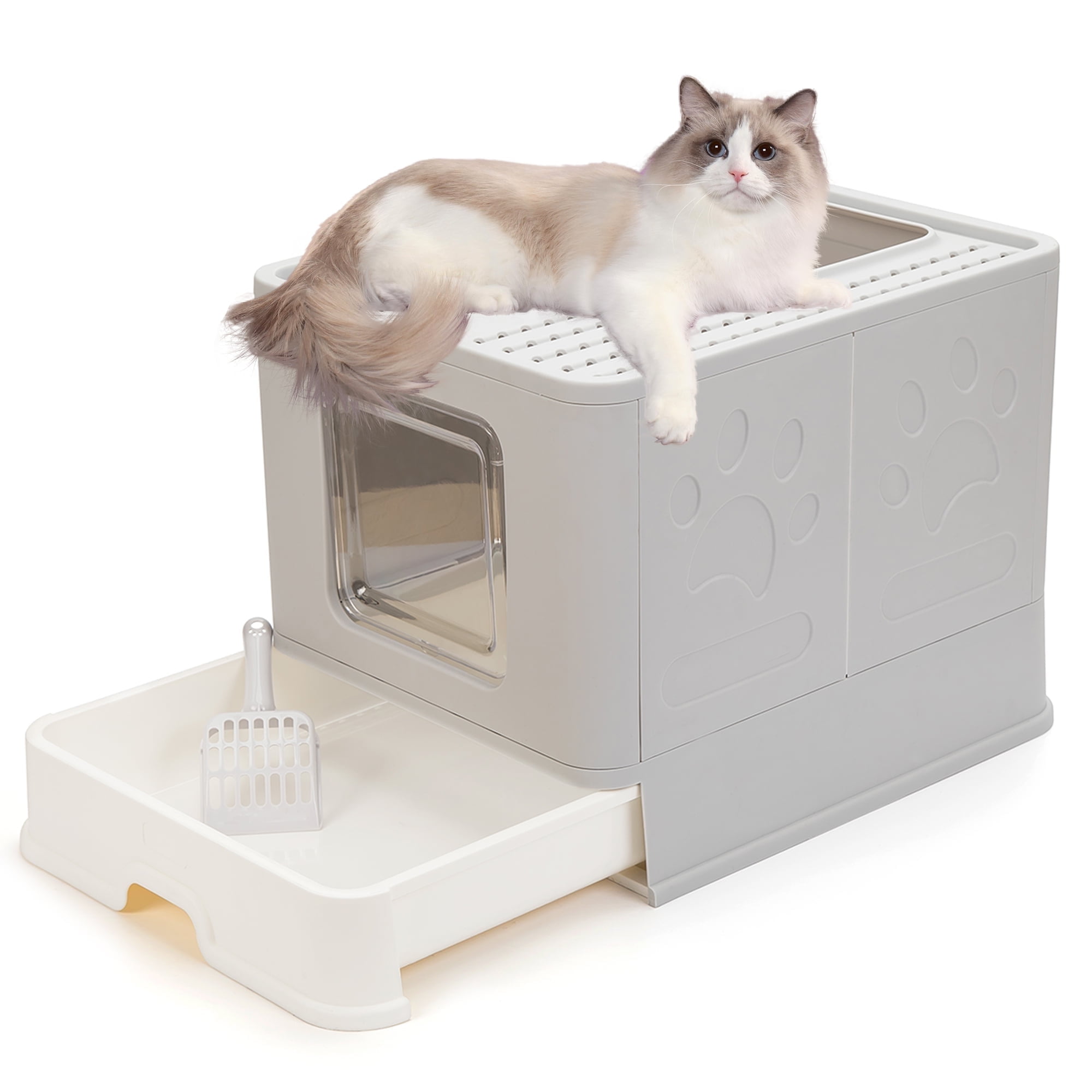 Suhaco XL Kitty Cat Litter Box: Enclosed, Foldable, Anti-Splashing ...