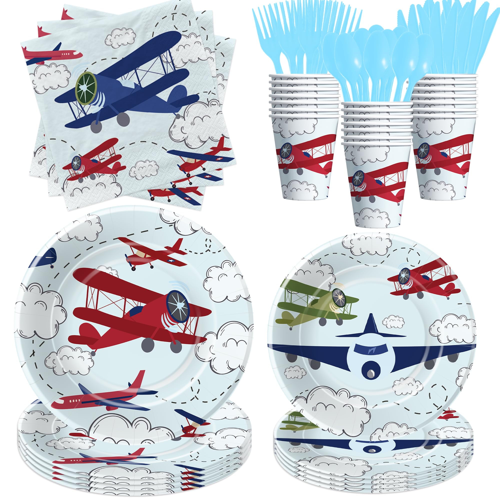 Suhelkit Airplane Party Decorations Tableware Boy for H2FSDBirthday ...