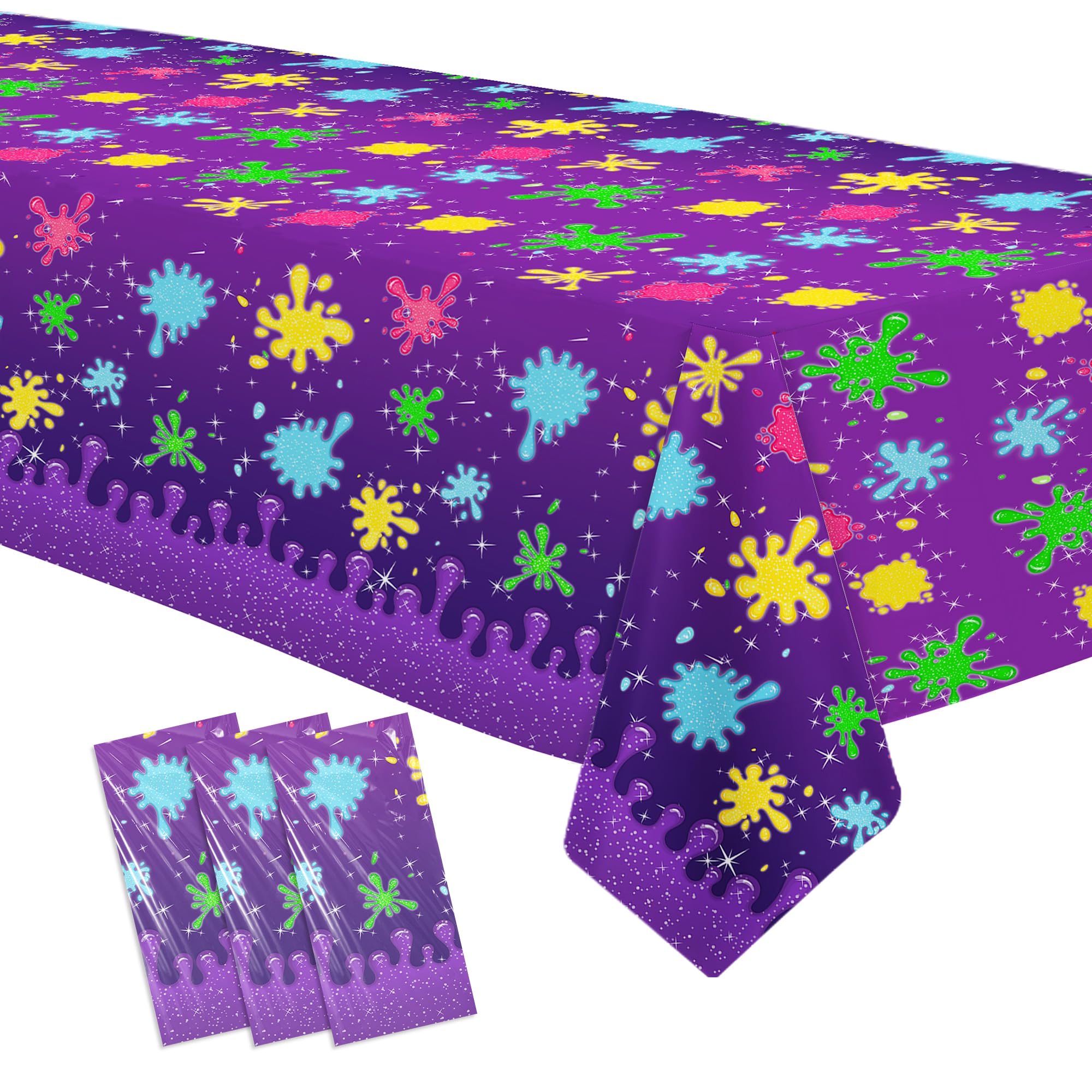 Suhelkit Slime Birthday Party Decorations Tablecloth - Purple Glitter ...