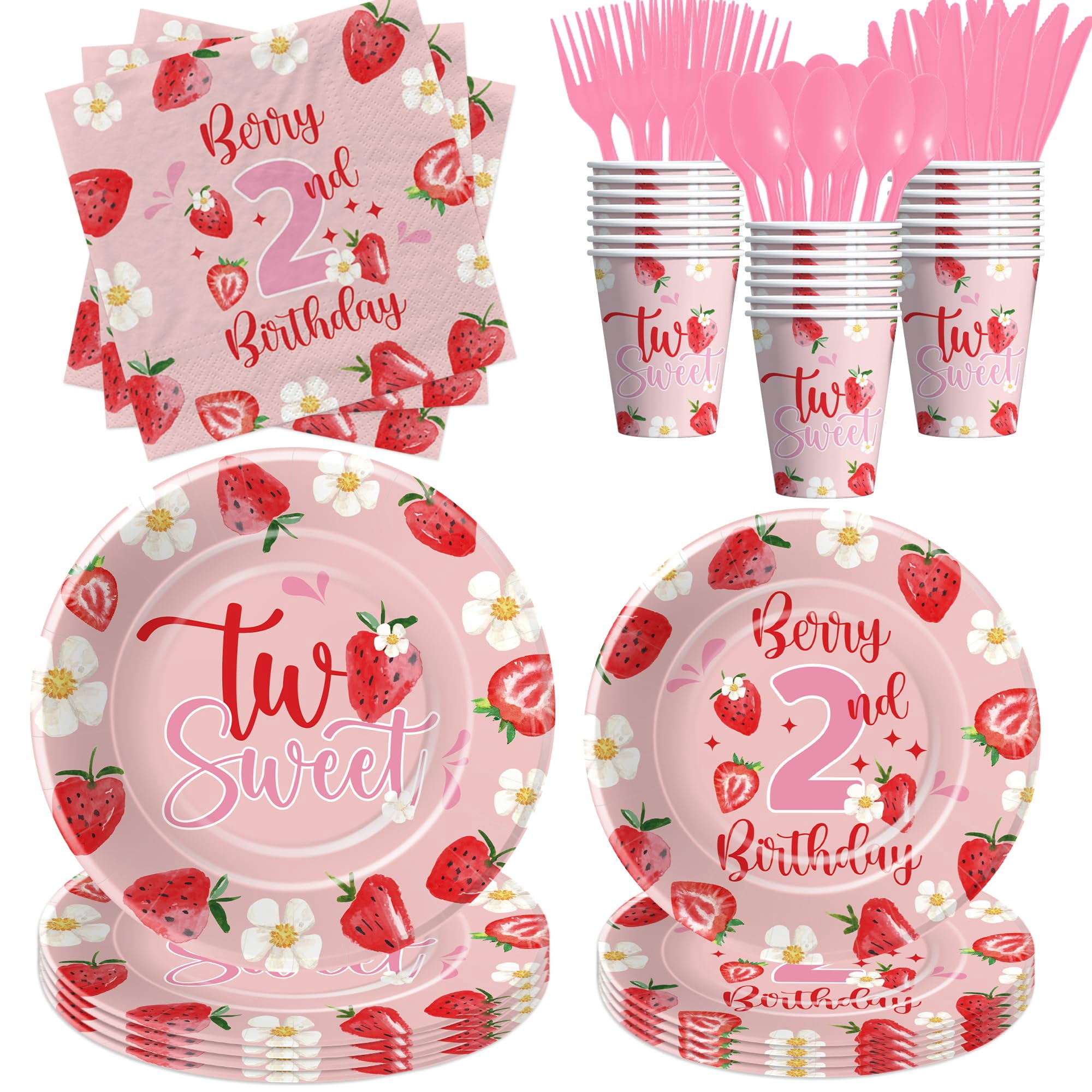 Suhelkit Strawberry Two Sweet Birthday Party AIS1 Decorations Tableware ...