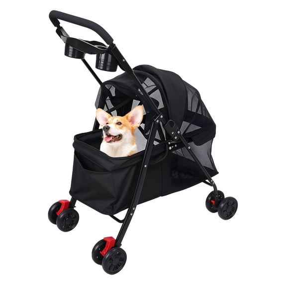 Suhire Pet Stroller for Small Medium Dogs Cats, 4 Wheels Outdoor Travel ...