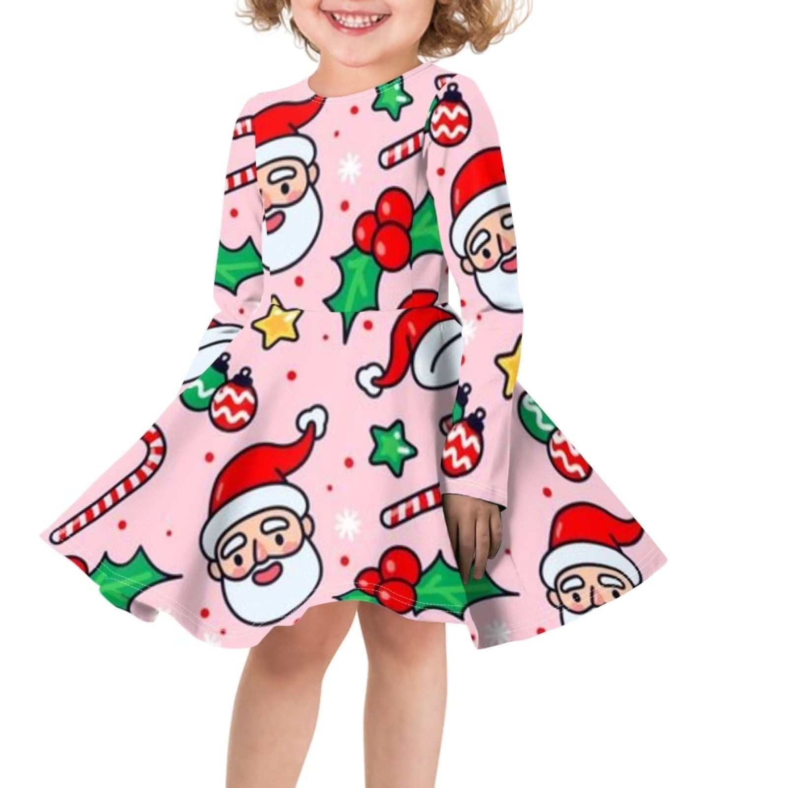 Suhoaziia Cute Pink Midi Dress for Child Girls 15-16 Years Xmas Cartoon ...
