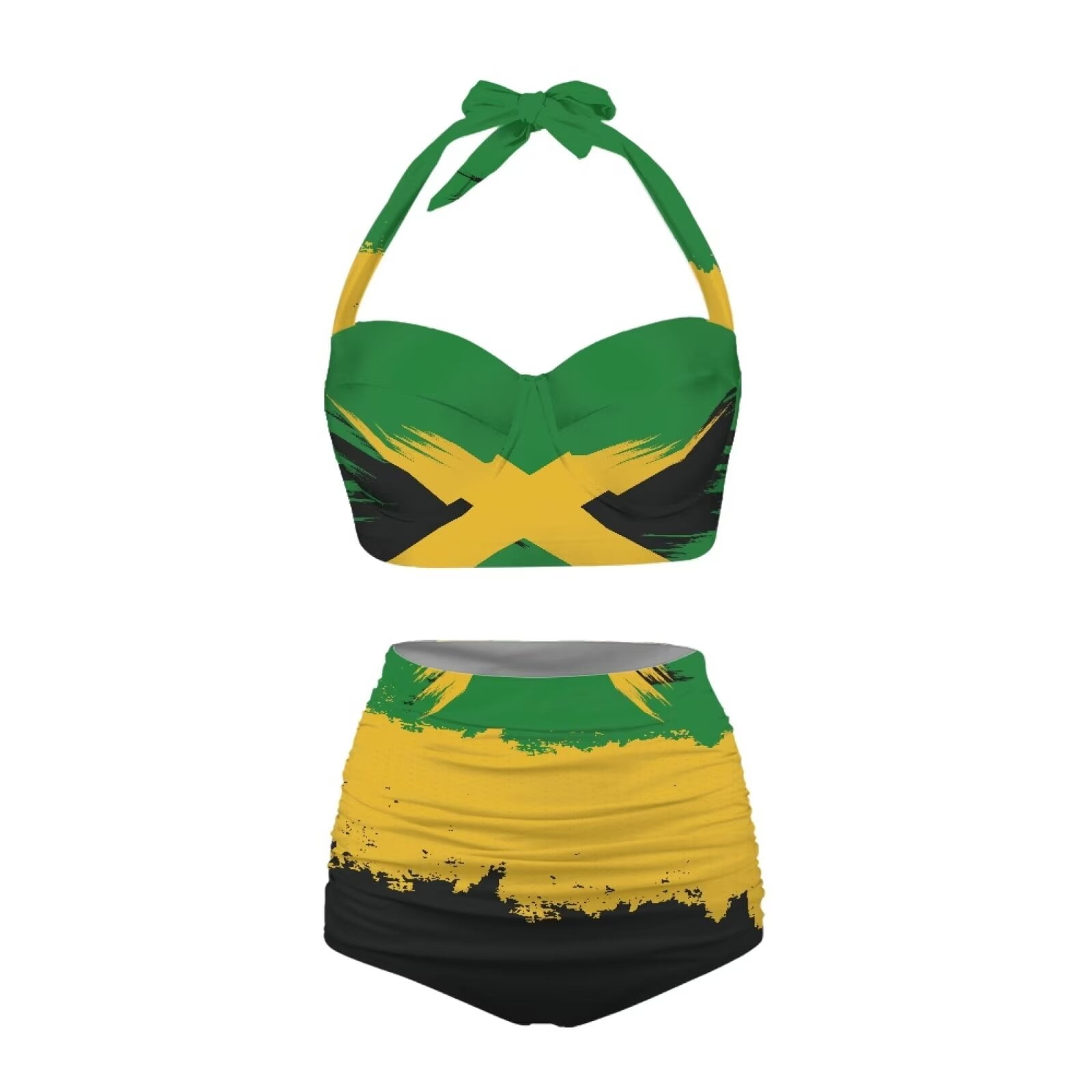 Suhoaziia Jamaica Flag Bikinis For Women Plus Size Breathable