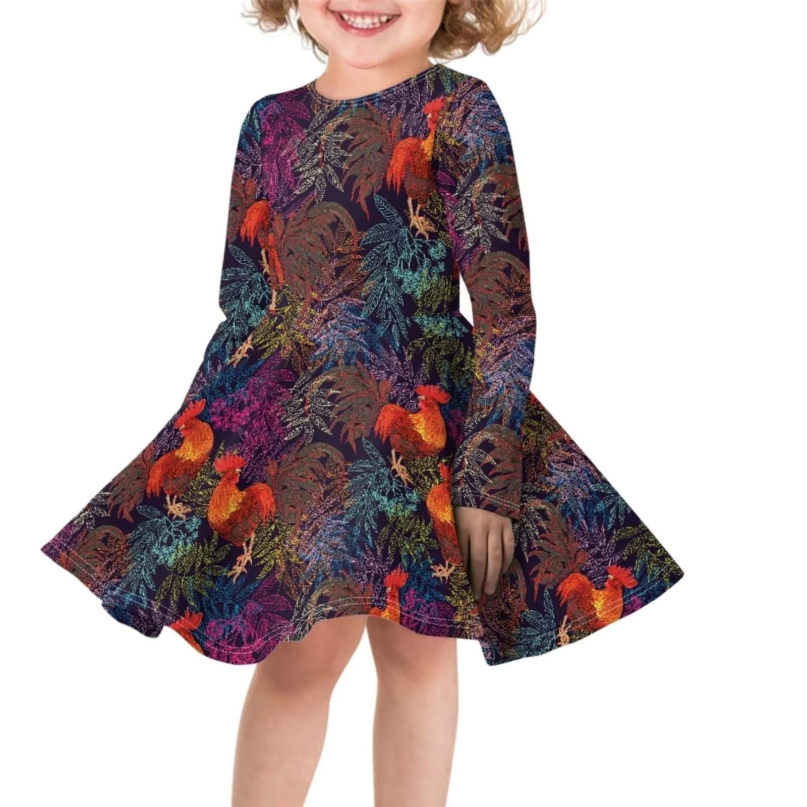 Suhoaziia Pleat Dress Up Clothes for Little Girls Psychedelic Cock ...