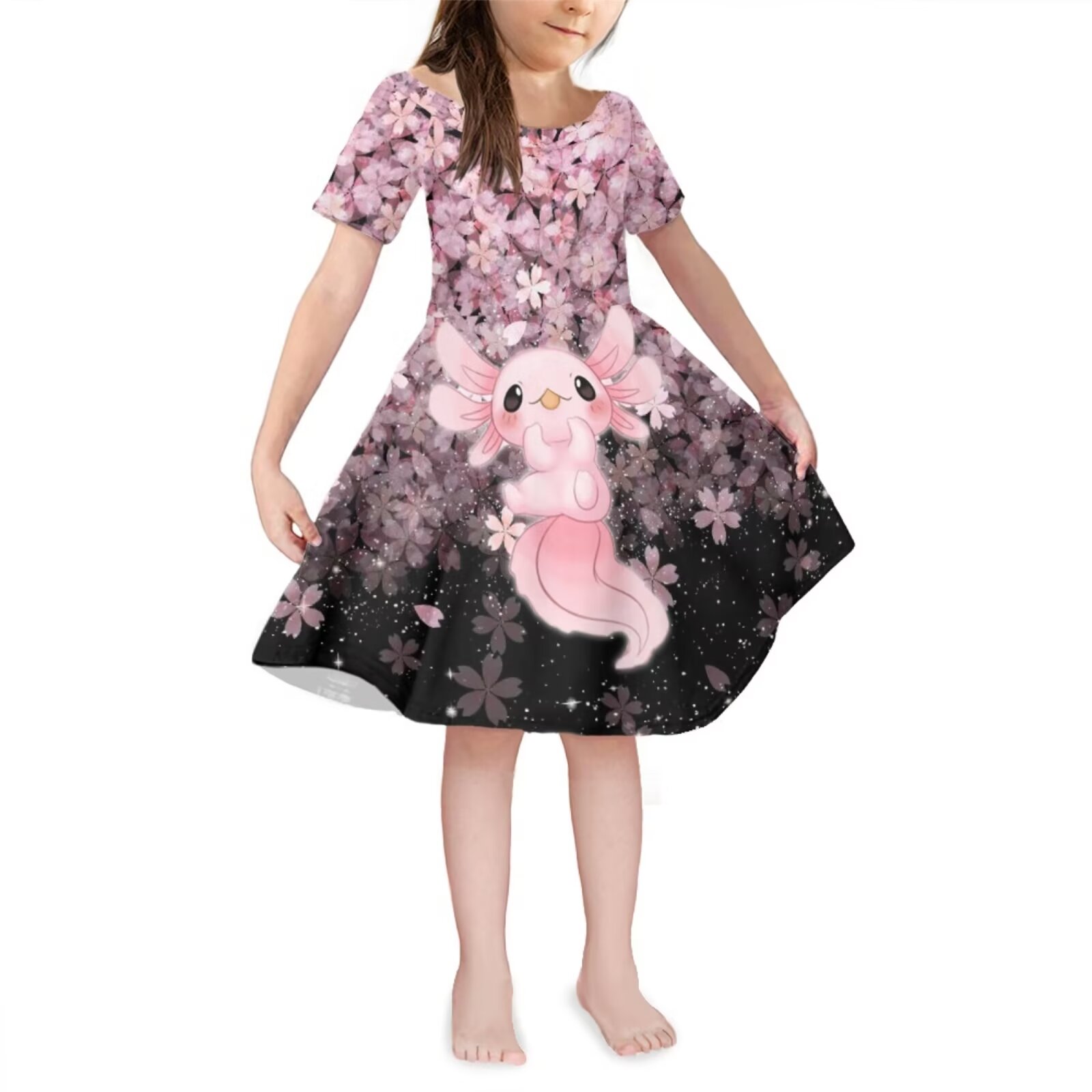 Suhoaziia Princess Dresses for Toddlers Sakura Axolotl Short Sleeve ...