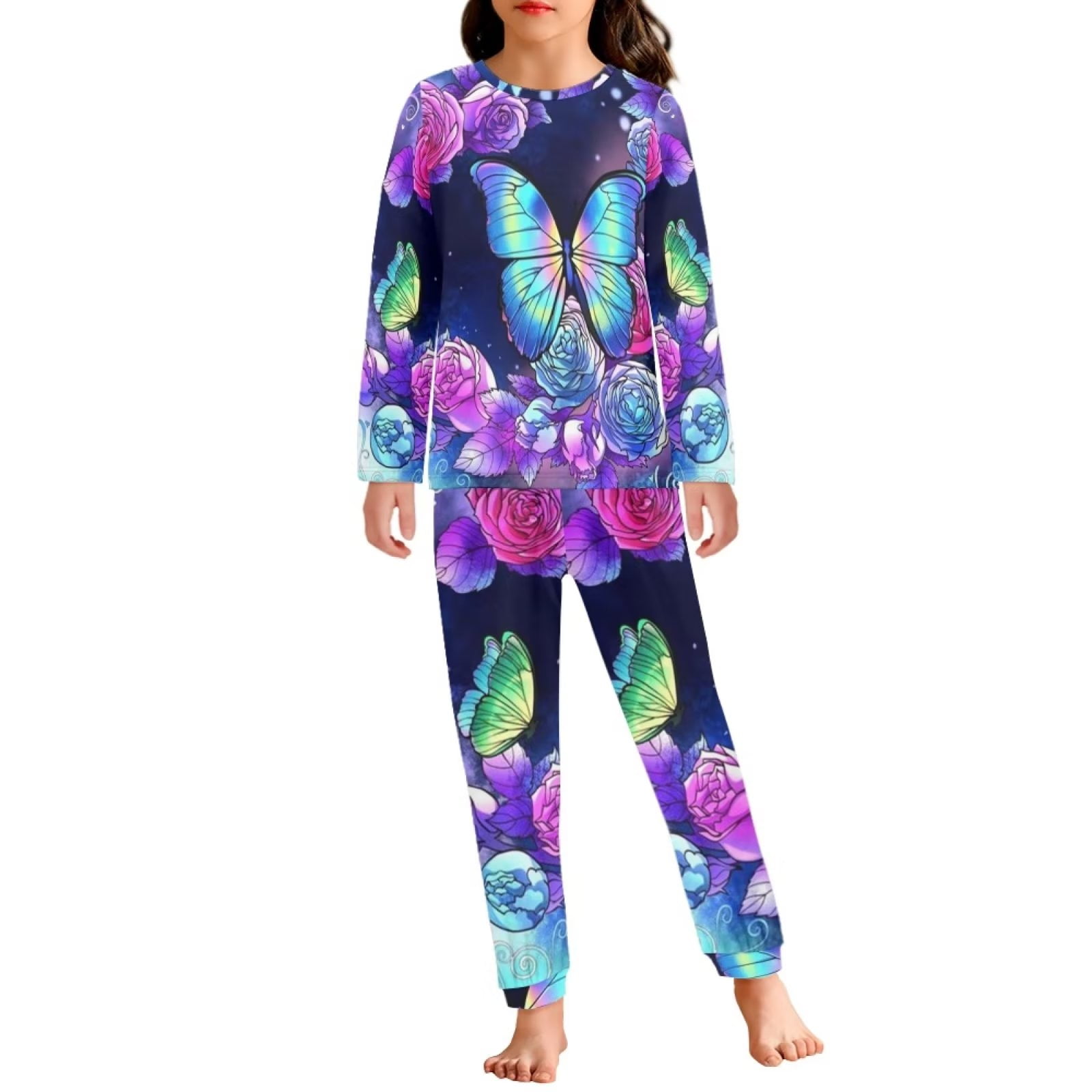 Suhoaziia Psychedelic Trippy Butterfly Nightwear Set Sleepwear Home ...