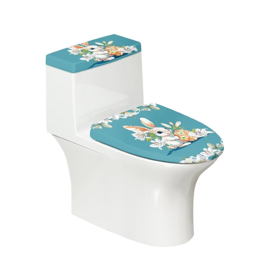 Suhoaziia Rabbit Toilet Lid and Tank Cover Set Standard Toilet Seat Lid ...