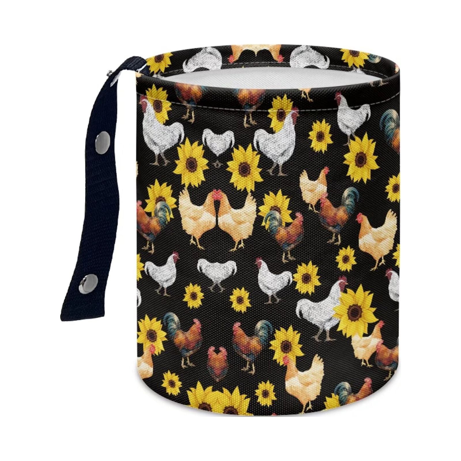 Suhoaziia Rooster Sunflower Car Garbage Can for Back Seat Waterproof Compact Hanging Waster ...