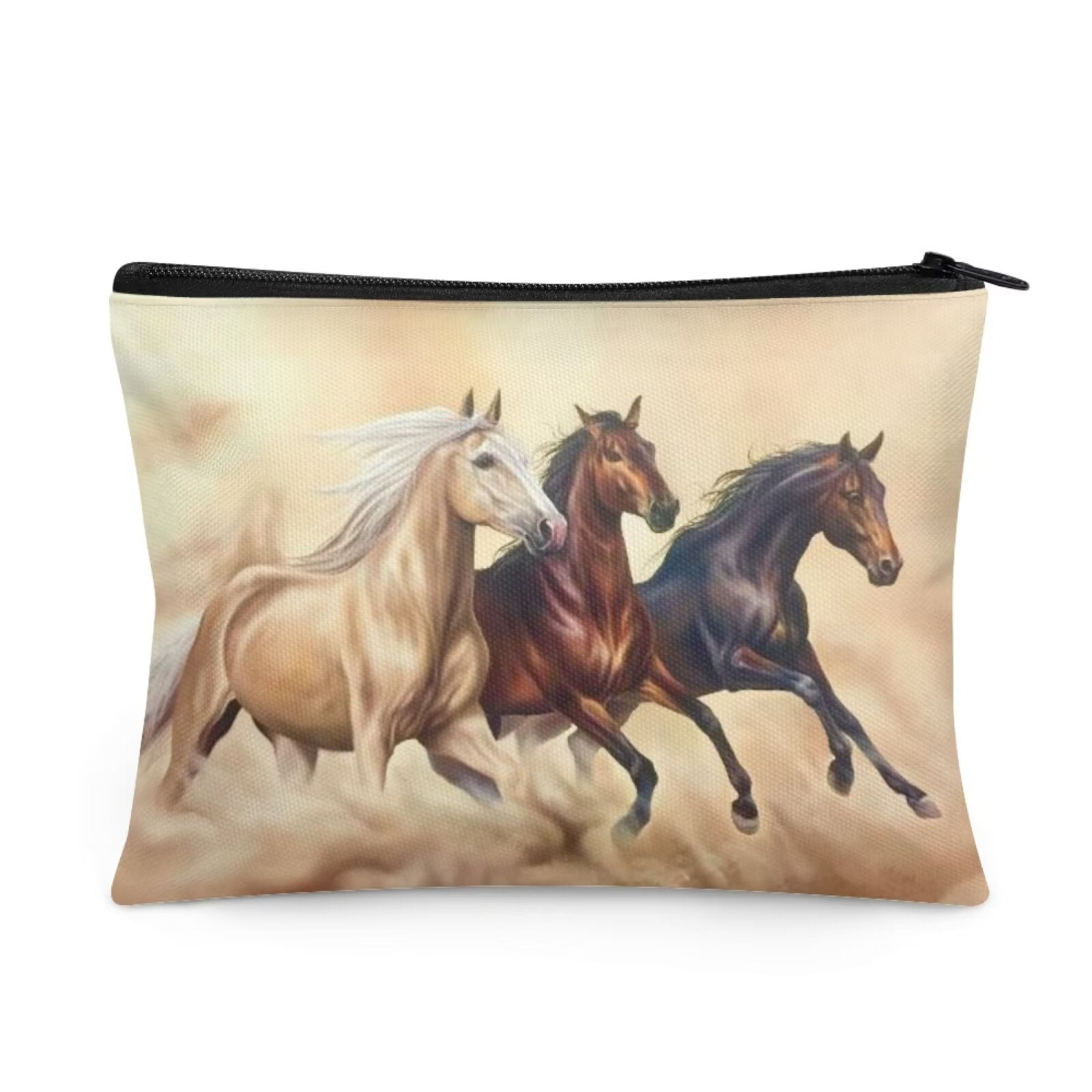 Suhoaziia Western Horse Cosmetic Bag with Zipper Makeup Case for ...