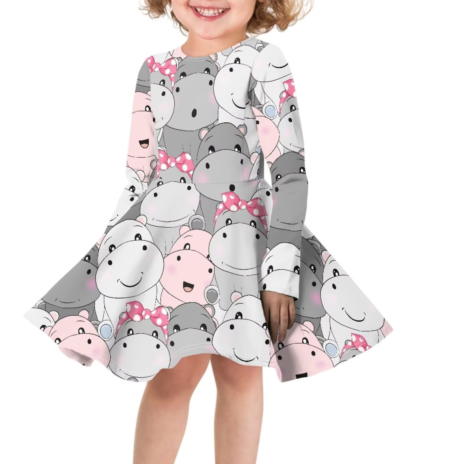 Suhoaziia Winter Dresses for Kids Girls 7-8 Years Cartoon Hippo Print ...