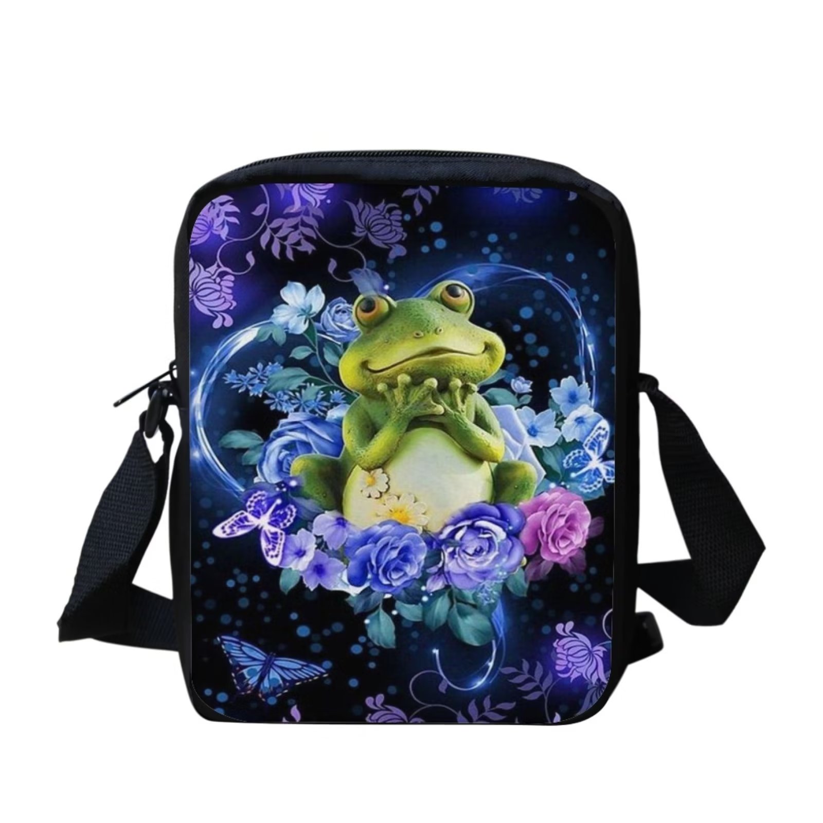 Suhoaziia Womens Messenger Bag Purse Frog Flower Zip Around Lightweight ...